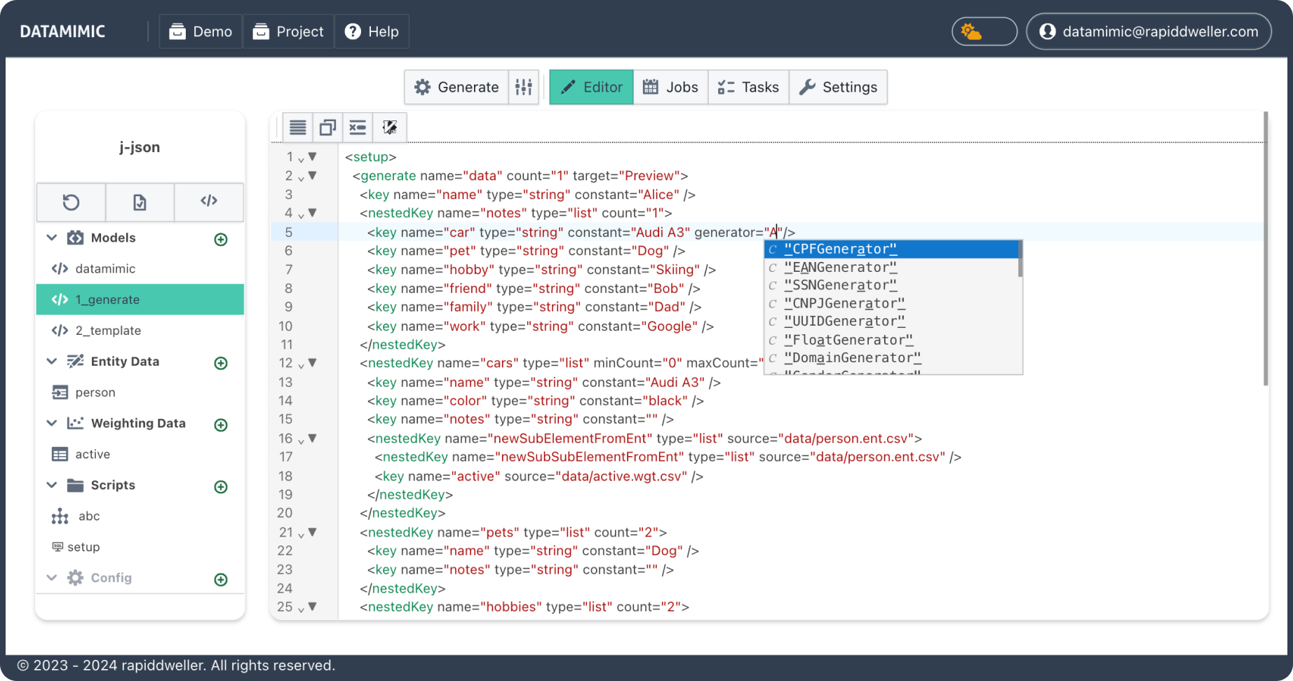 Datamimic Model Based Test Data Generation